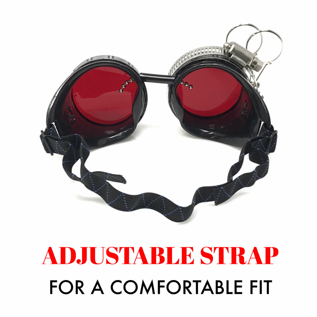 Diesel goth punk Metallic Goggles with magnifying eye loupes red lenses ...